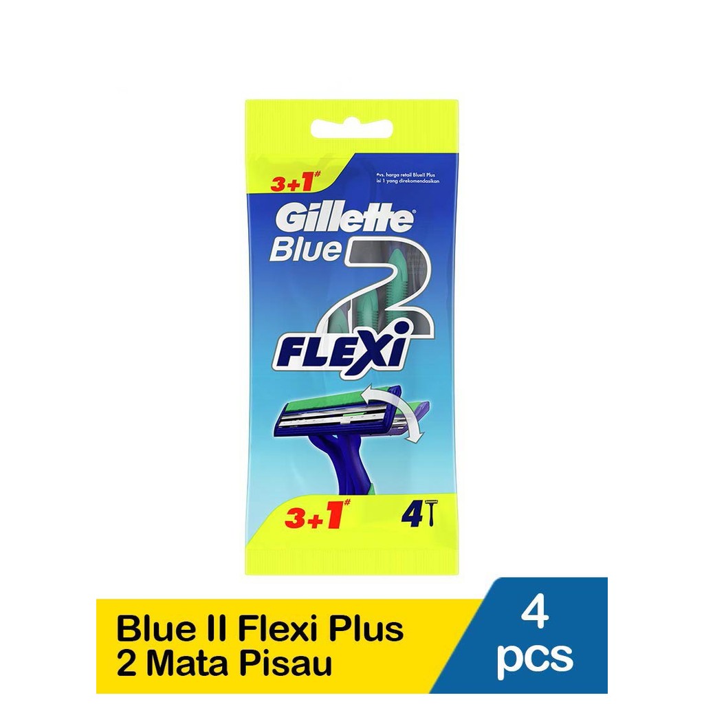 Jual GILLETTE RAZOR BLUE II FLEXI PLUS 3+1'S | Shopee Indonesia