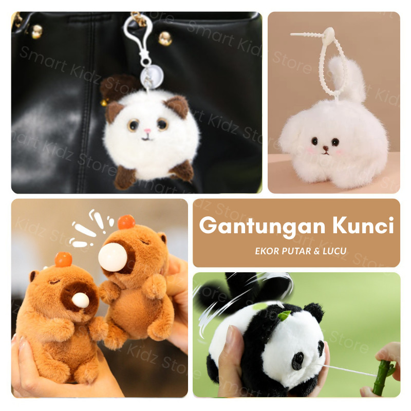 Jual Mainan Anak Gantungan Kunci Kucing Boneka Mengibas Keychain Ekor ...