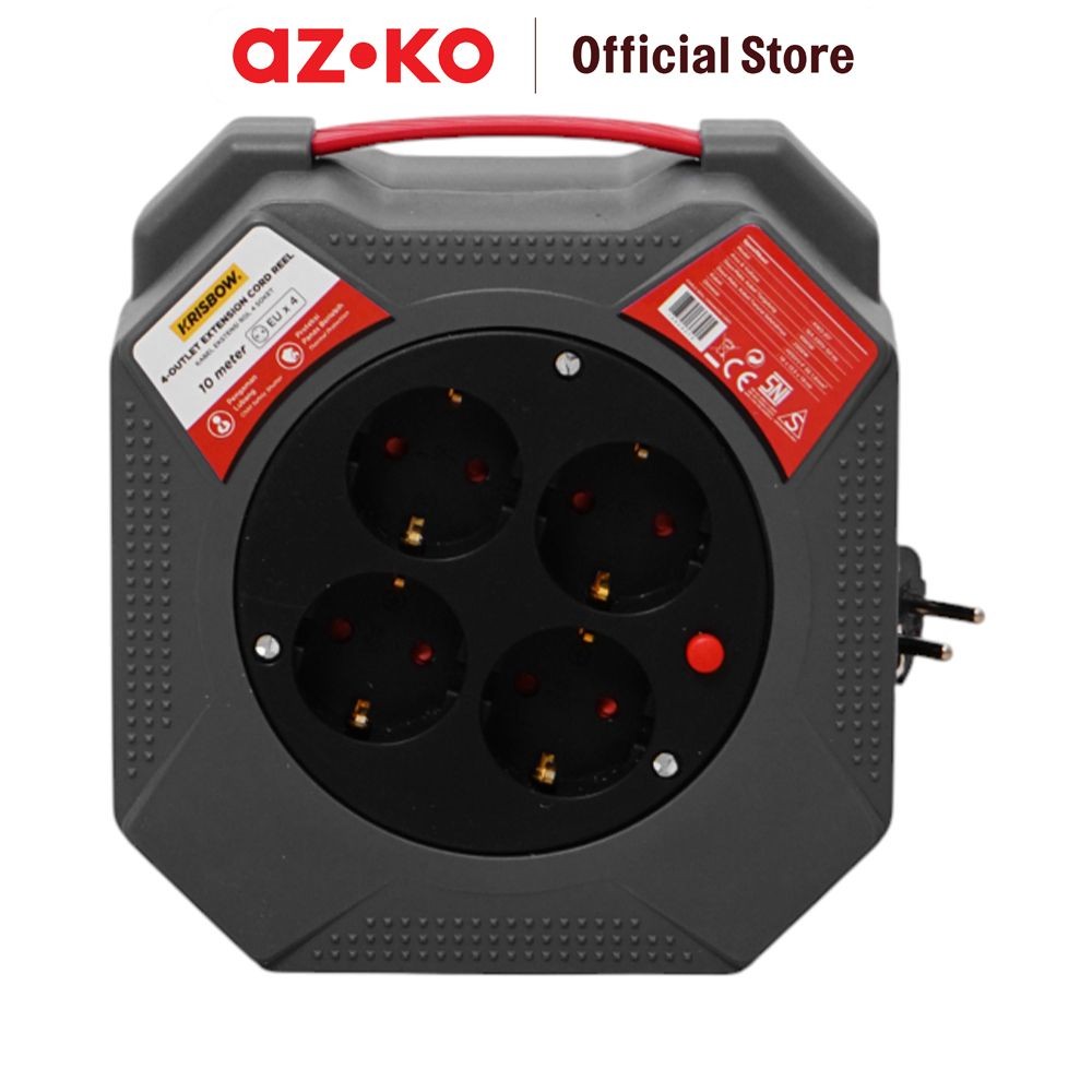 Jual AZKO Krisbow 10 mtr Kabel Roll - Abu-Abu Extension Cable Kabel ...