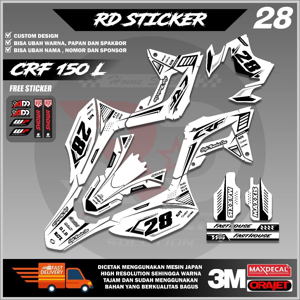 Jual ( RD STICKER ) DECAL HONDA CRF 150L STICKER FULL BODY MOTIF ...