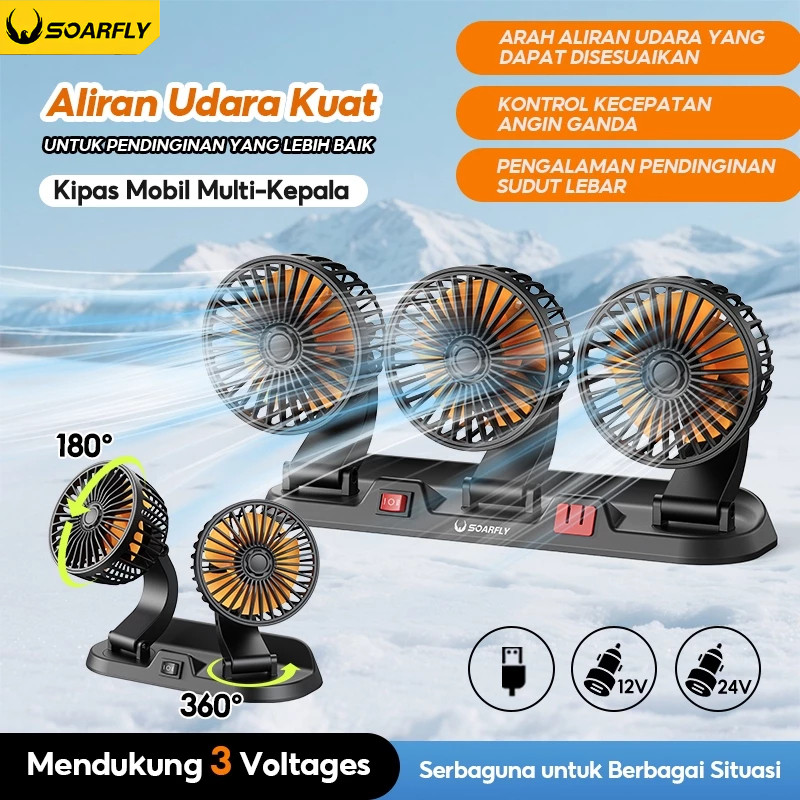 Jual SOARFLY Kipas Angin Mobil 3 Kepala 12/24V Kipas Pendingin Truck ...