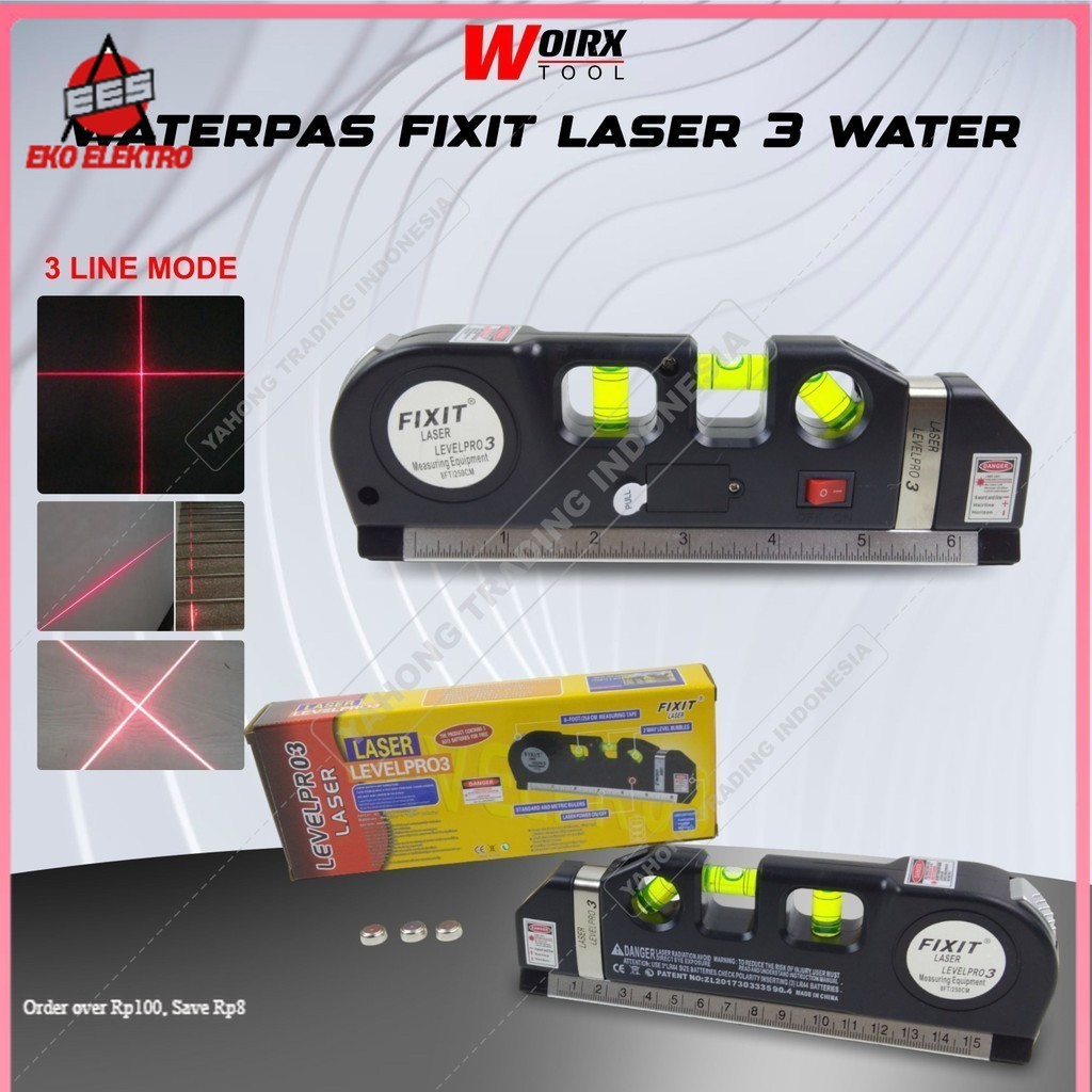 Jual ESS - Waterpass Fixit Level Pro 3 Water Pass Meteran Laser up to ...