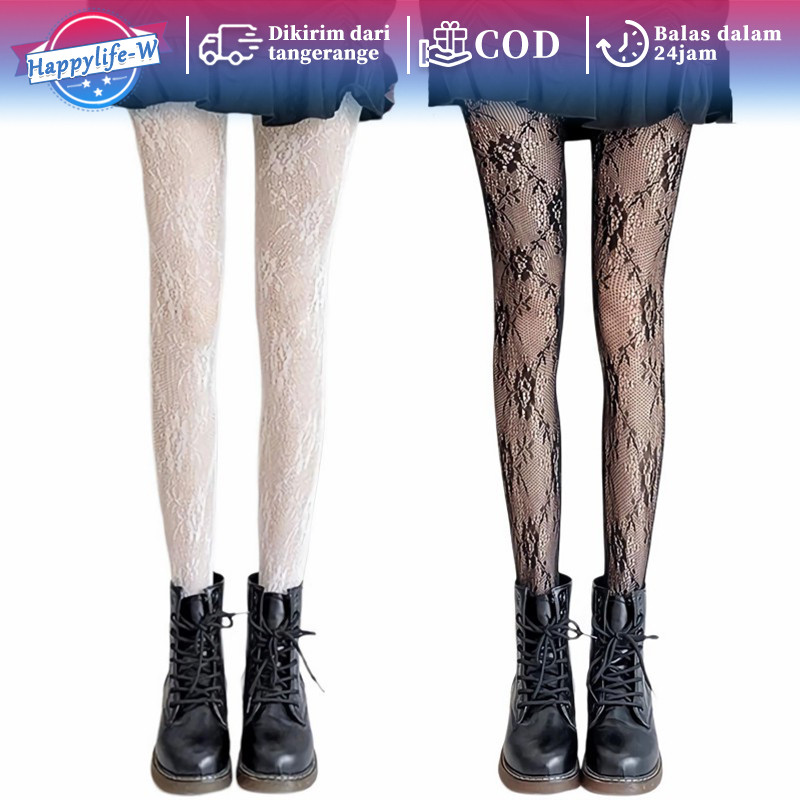 Jual Stocking Putih Lace Stocking Motif Tipis Stoking Motif Bunga ...