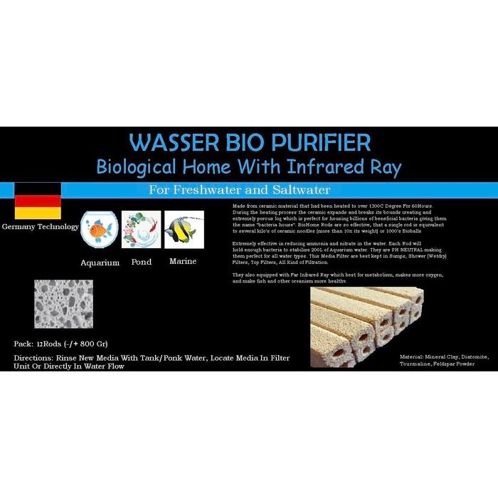 Jual Wasser Bio Purifier Size S (9x2,5Cm/Rods) isi 12 Rods | Shopee ...