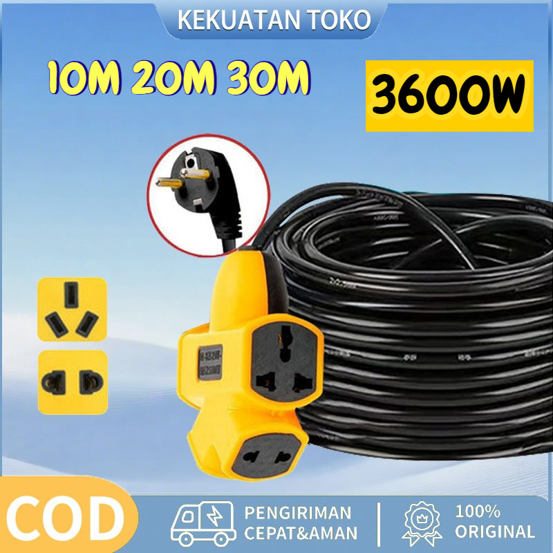 Jual 3600W Extension Cord Extra-long Plug-in Strip 10M/20M/30M Electric ...