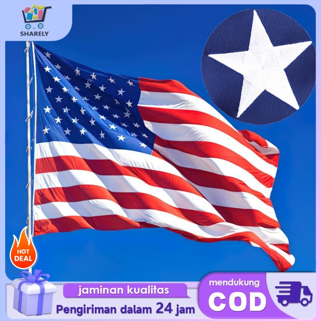 Jual Bendera Amerika Ukuran Besar 90*150cm American Flag Star Spangled ...