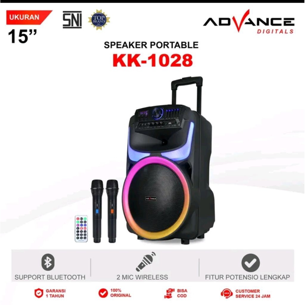 Jual Speaker Advance KK-1028 15 inch RMS 65W Free 2 Mic Wireless ...