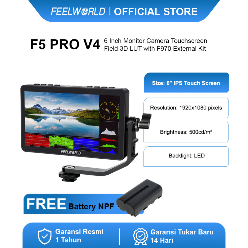 Jual FEELWORLD F5 PRO V4 6 Inch Monitor Camera Touchscreen Field 3D LUT ...