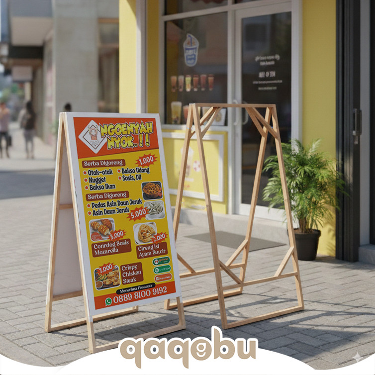 Jual Stand Banner Kayu Portable – Display Promosi Usaha UMKM, Jajanan ...