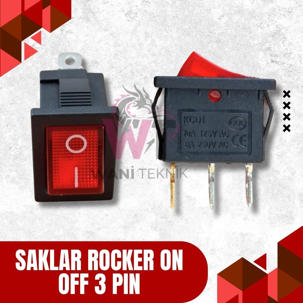 Jual Saklar Rocker ON OFF 3 Pin – Dengan Lampu Indikator 21x15mm ...