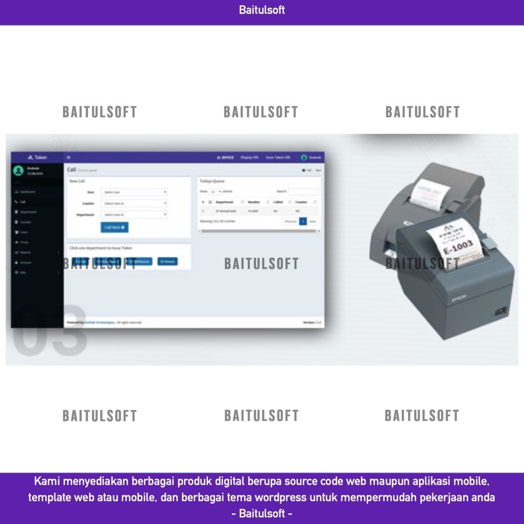 Jual Source Code Aplikasi Web JL TOKEN - Queue Management System D59 BAITULSOFT | Shopee Indonesia