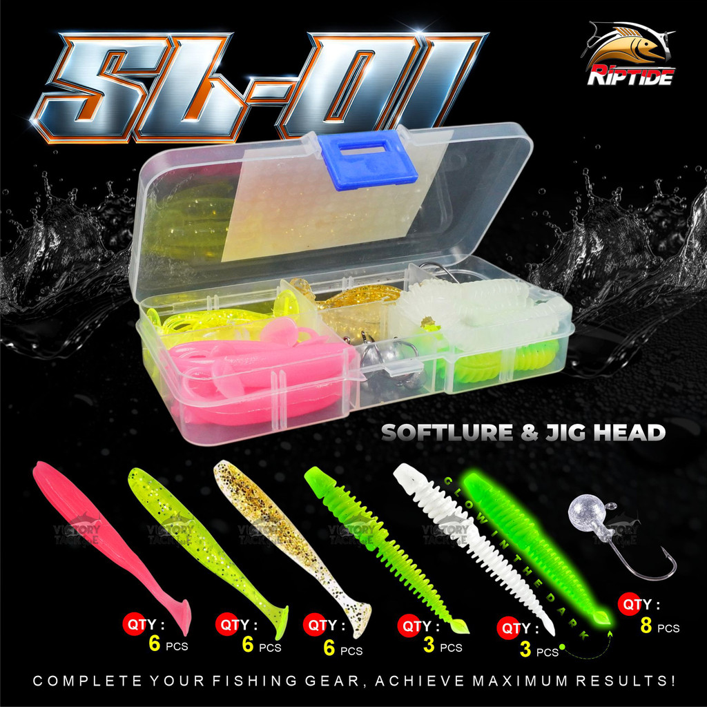 Jual RIPTIDE 1 Set Box Umpan Pancing Umpan Pancing Soft Lure SL-01 SL ...
