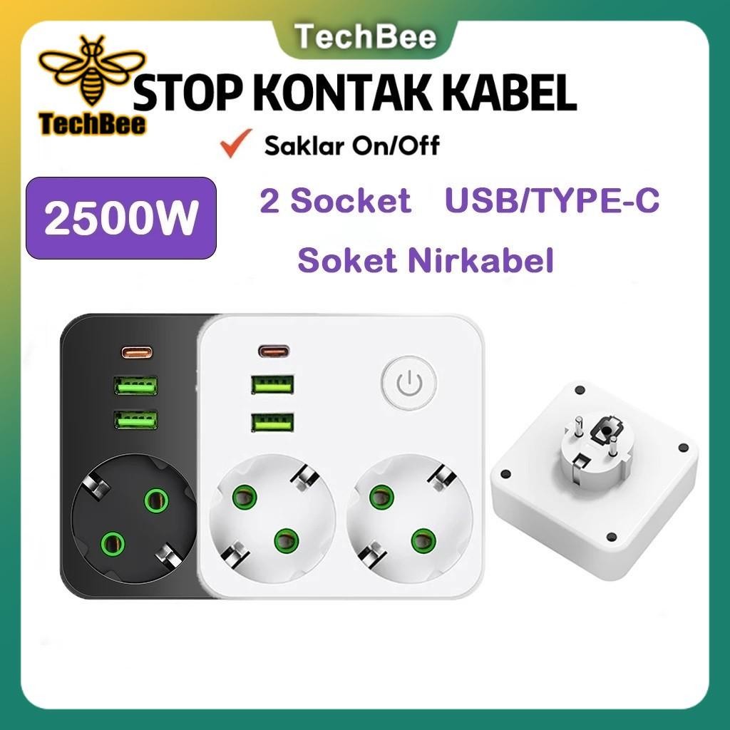 Jual TechBee Powerport 2500W 4Socket+USB Power Strip Power Socket stop ...