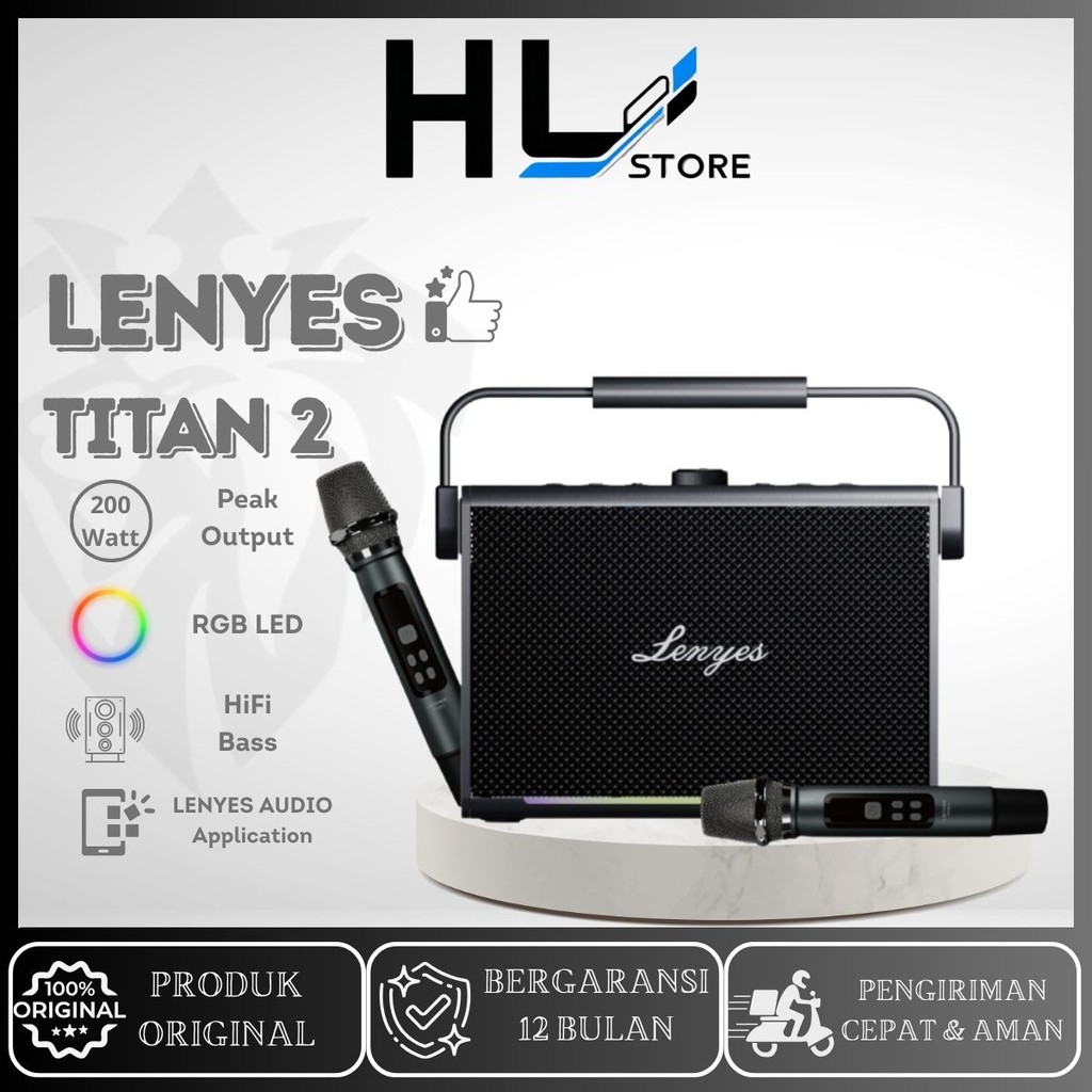 Jual LENYES TITAN 2 200W KTV Outdoor Wireless Speaker + Microphone Karaoke Bluetooth 5.3 High ...