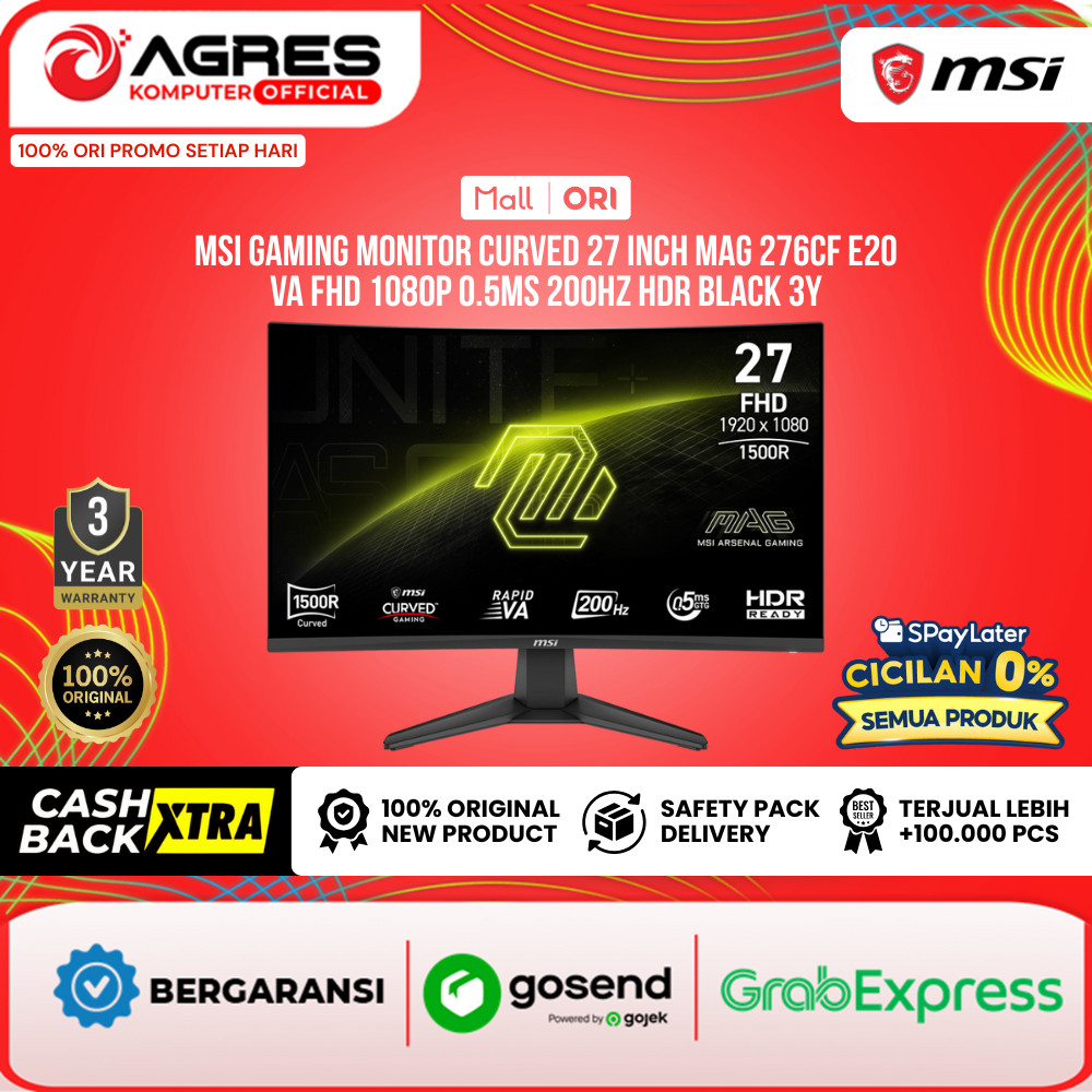 Jual MSI GAMING MONITOR CURVED 27 INCH MAG 276CF E20 VA FHD 1080P 0.5MS ...