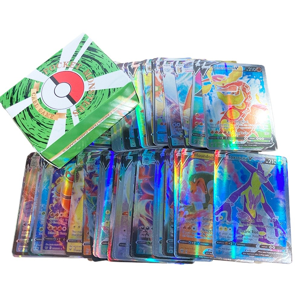 Jual 100pcs English French Flash Card V MAX Pokemon Collection Cards ...