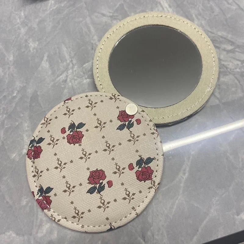 Jual Portable Small Pocket Mirror Wome One-sided Mirror PU Leather Hand ...