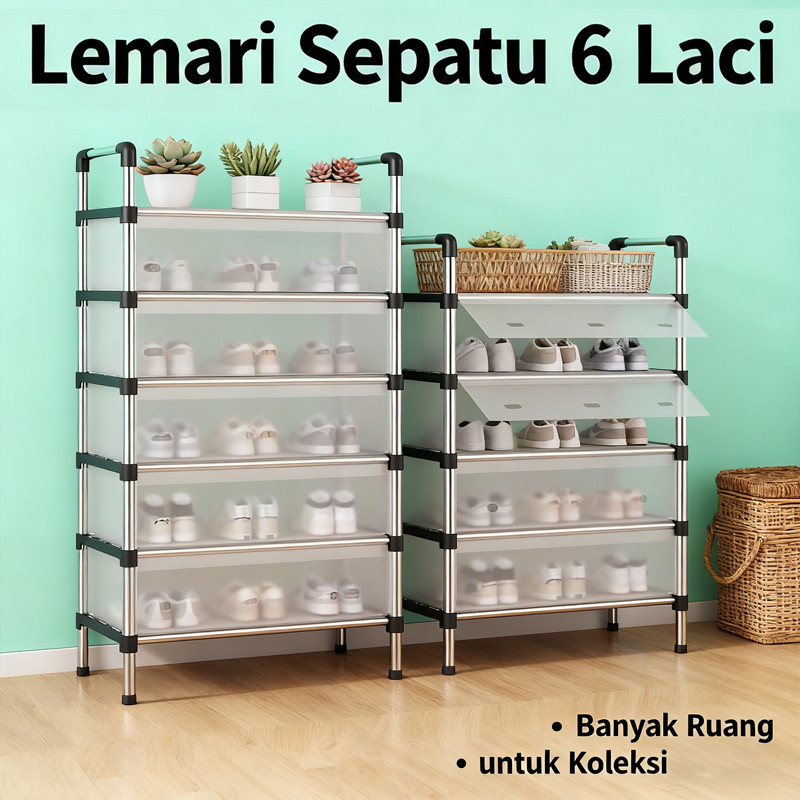 Jual Rak Sepatu Tertutup Anti Debu 3-6 Susun Besi Kokoh | Shoe Rack ...