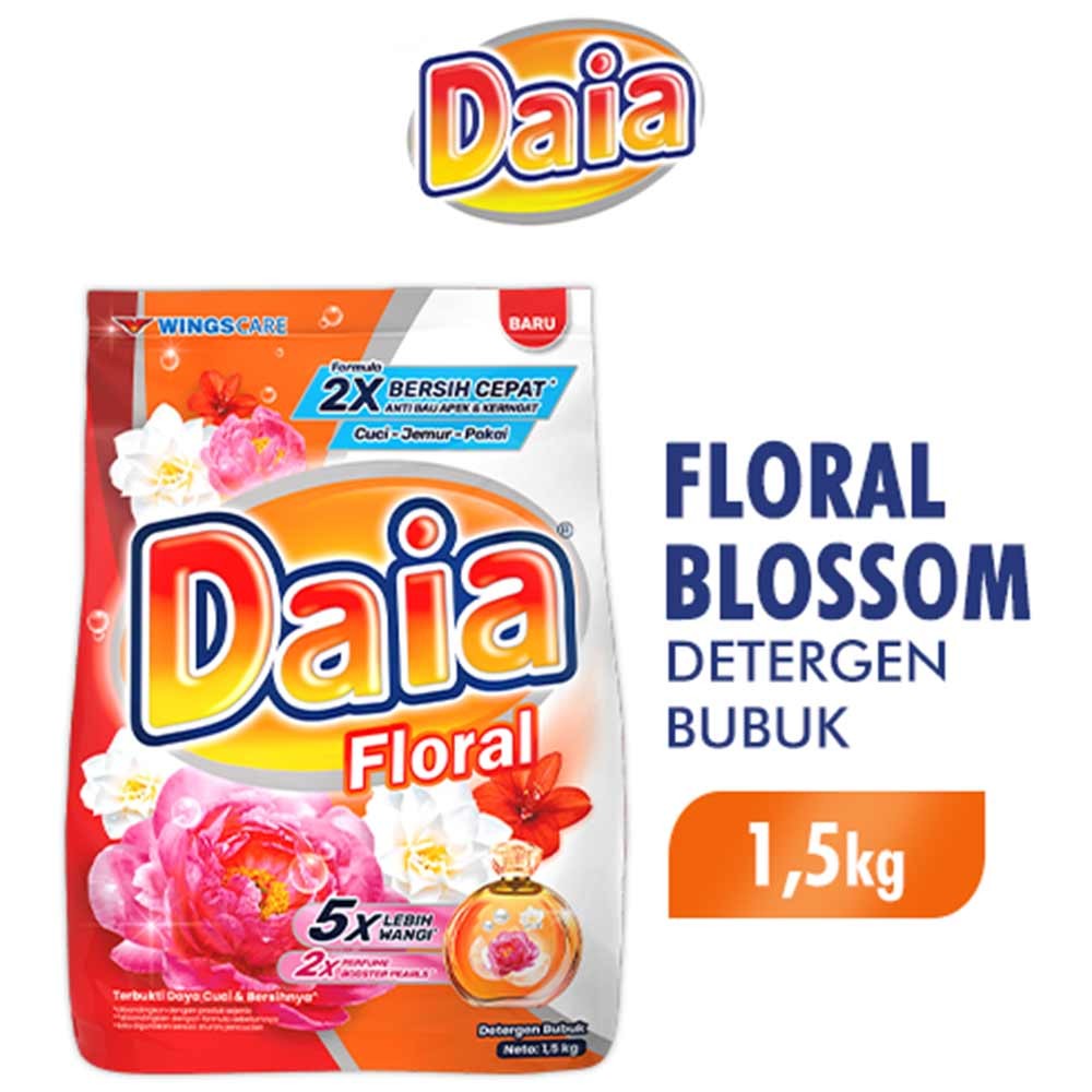Jual DAIA DETERGENT BUBUK SENSASI BUNGA/FLORAL BL 1.6/1.5kg | Shopee ...
