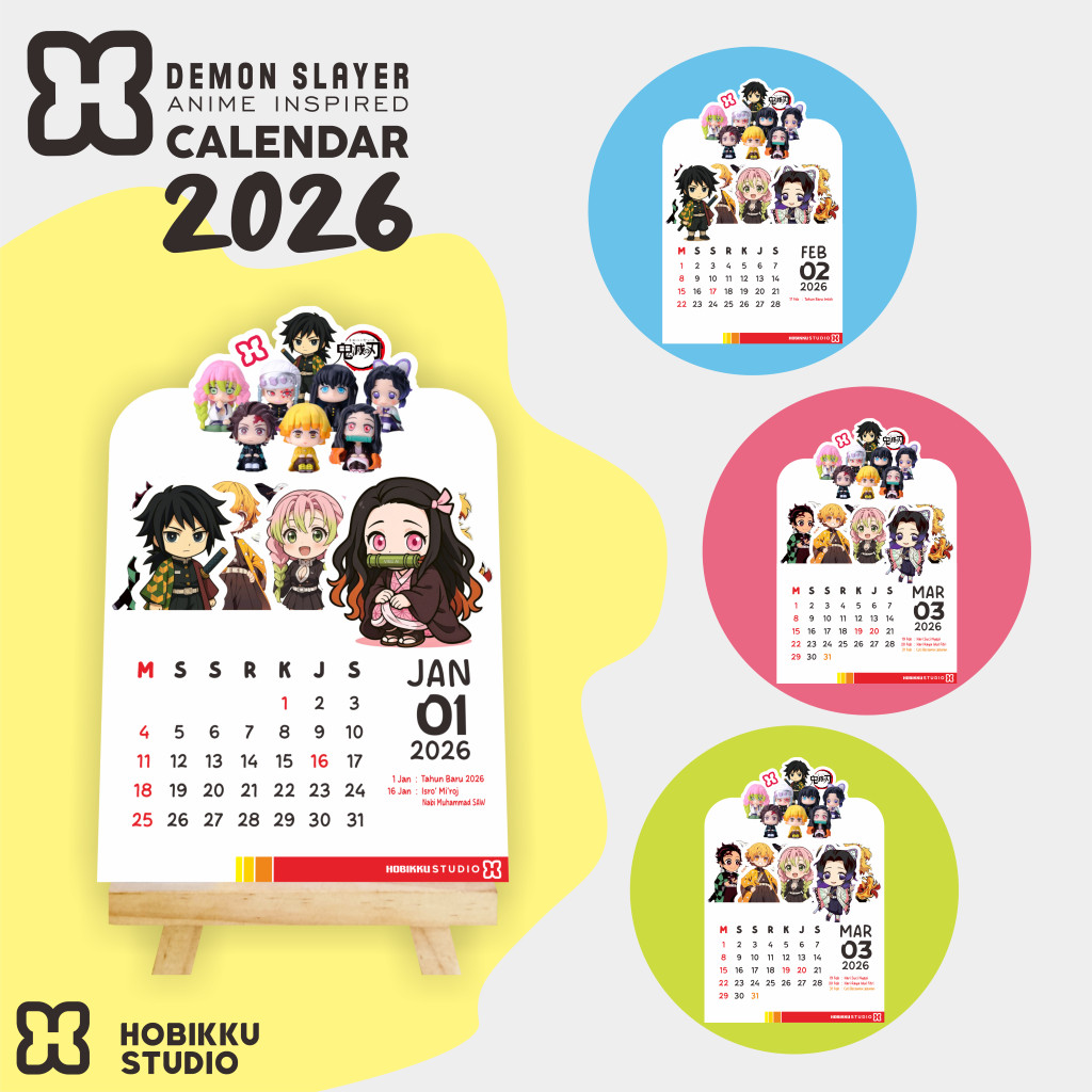 Jual Kalender Meja 2026 Anime Demon Slayer One Piece Ghibli Calender ...