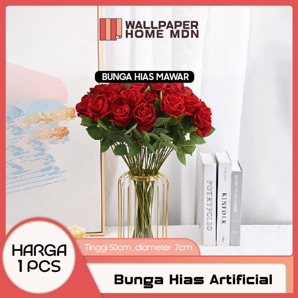 Jual WALLPAPER HOME - Bunga Mawar Artificial Premium Per Tangkai Rose ...