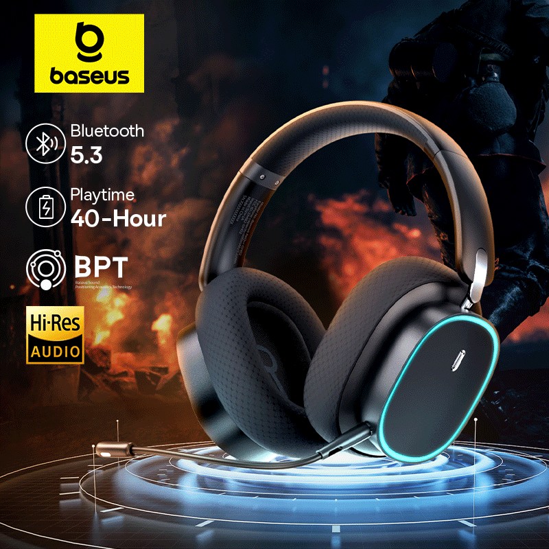 Jual Baseus GH02 Gaming Wireless Headphone with Mic Over-Ear Headphones ...