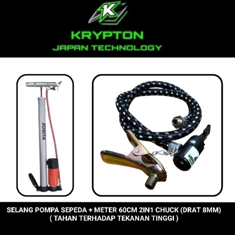Jual Krypton Selang Pompa Sepeda + Meter 60CM 2in1 Chuck ( anti pecah ...