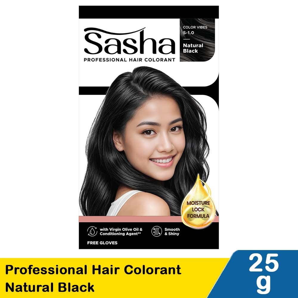 Jual SASHA PROFESSIONAL HAIR COLORANT NATURAL BLACK 25g+25g | Shopee ...