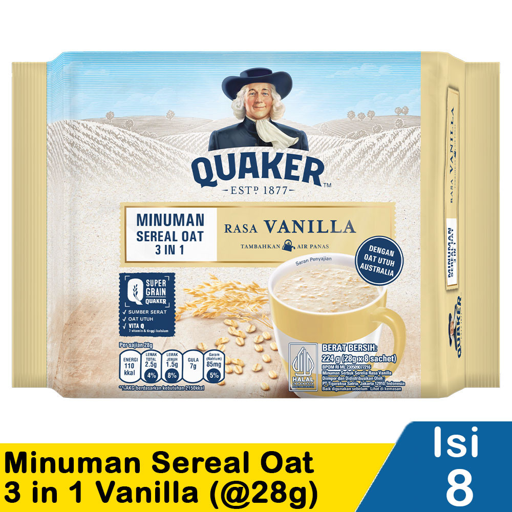 Jual QUAKER MINUMAN SEREAL 3 IN 1 VANILLA 8X28g | Shopee Indonesia