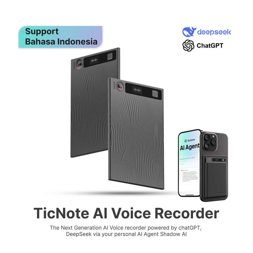 Jual TicNote AI Voice Recorder 64GB Memory Note Recorder Assistant Ai ...