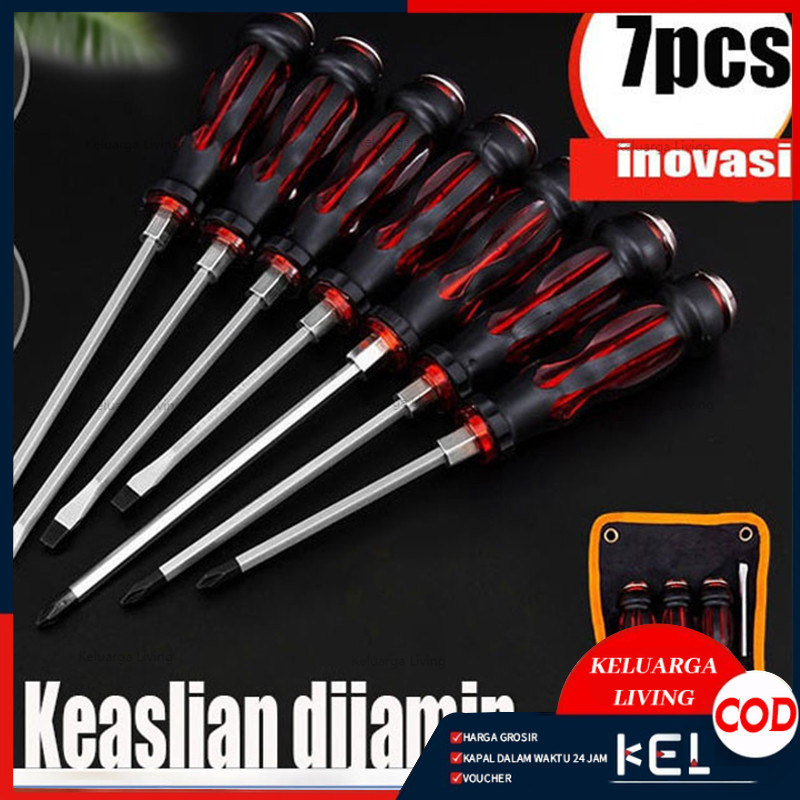Jual 7Pcs Screwdriver Set With Magnetic Household Multifunctional Cross ...
