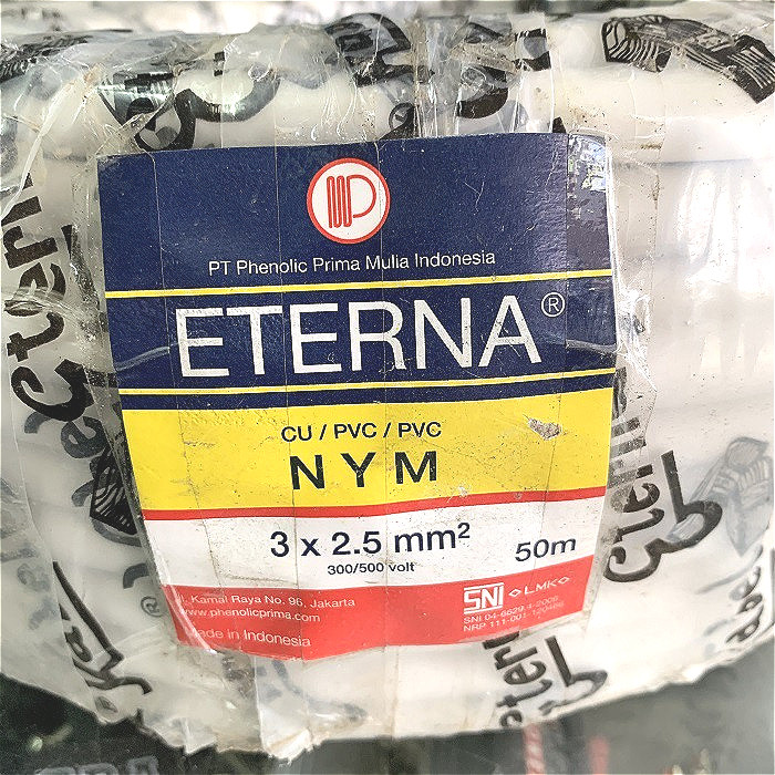 Jual ETERNA Kabel Listrik NYM 3x2,5mm 3 x 2.5 MM PER ROLL 50m 50meter 50 Meter Asli Tembaga ...