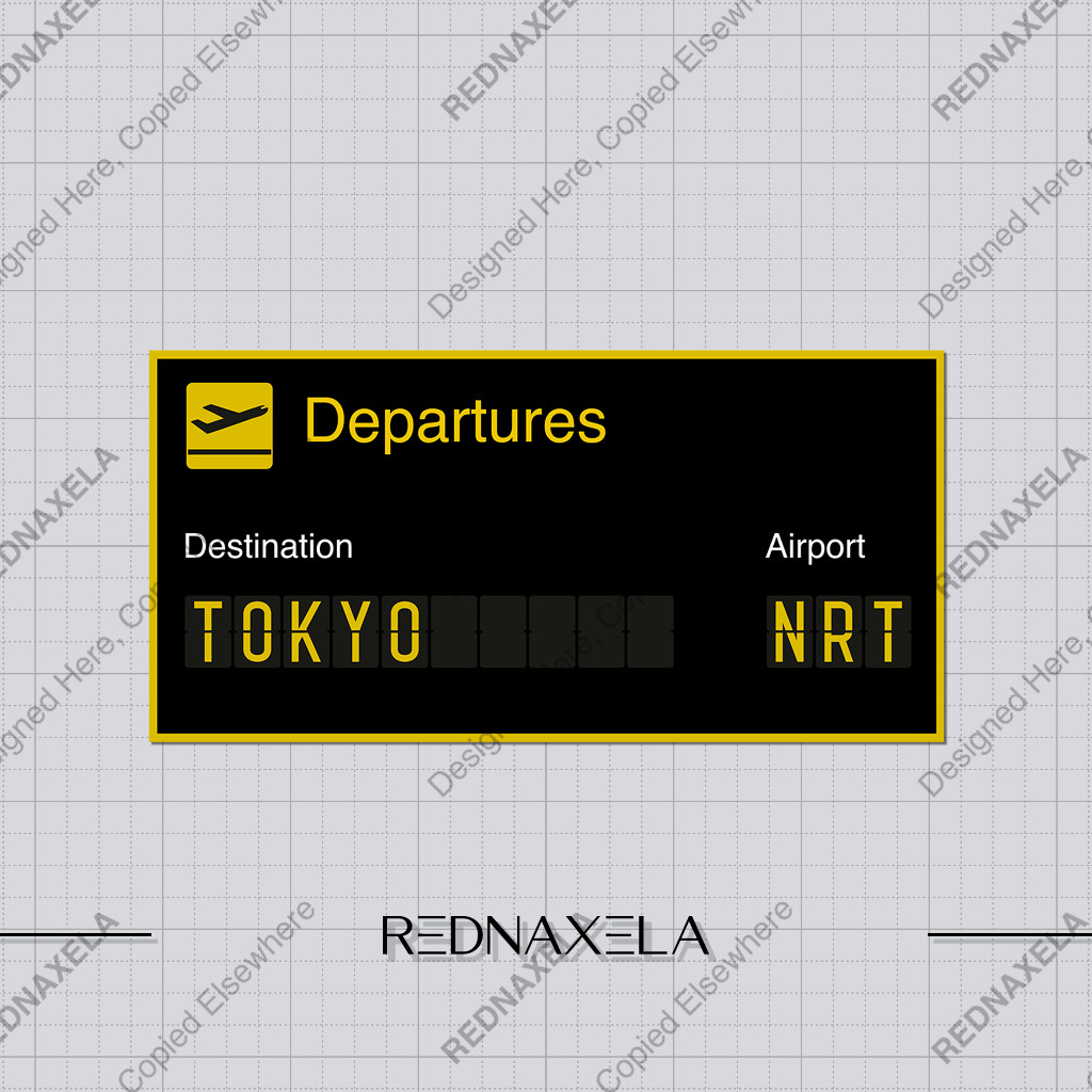 Jual Stiker Vinyl Airport Sign NRT Tokyo Departures Stiker Koper Travel ...
