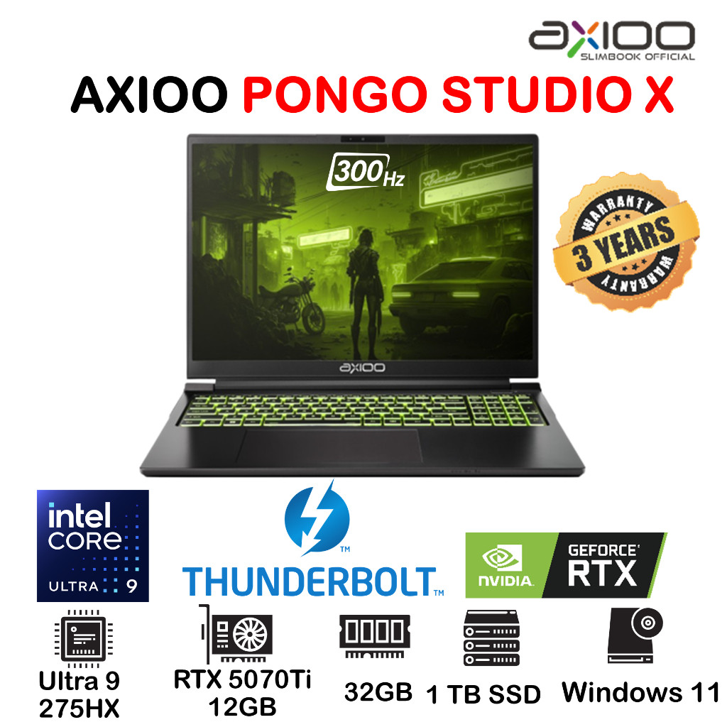 Jual AXIOO PONGO STUDIO X Ultra 9 32GB 1TB SSD RTX5070Ti 12GB 300Hz ...