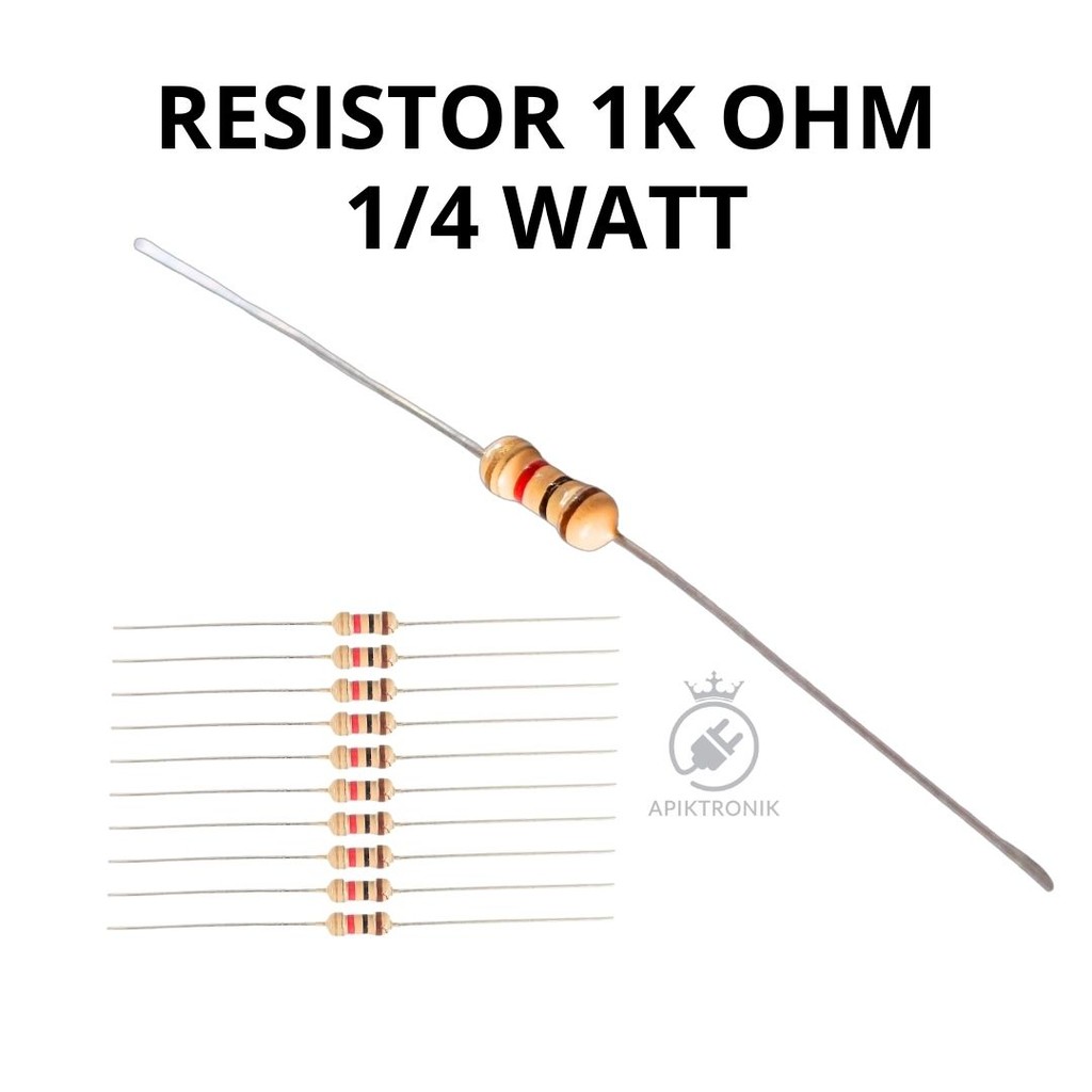 Jual Resistor 1K Ohm 1/4 Watt – Tipe Axial Kode Warna Coklat Hitam ...