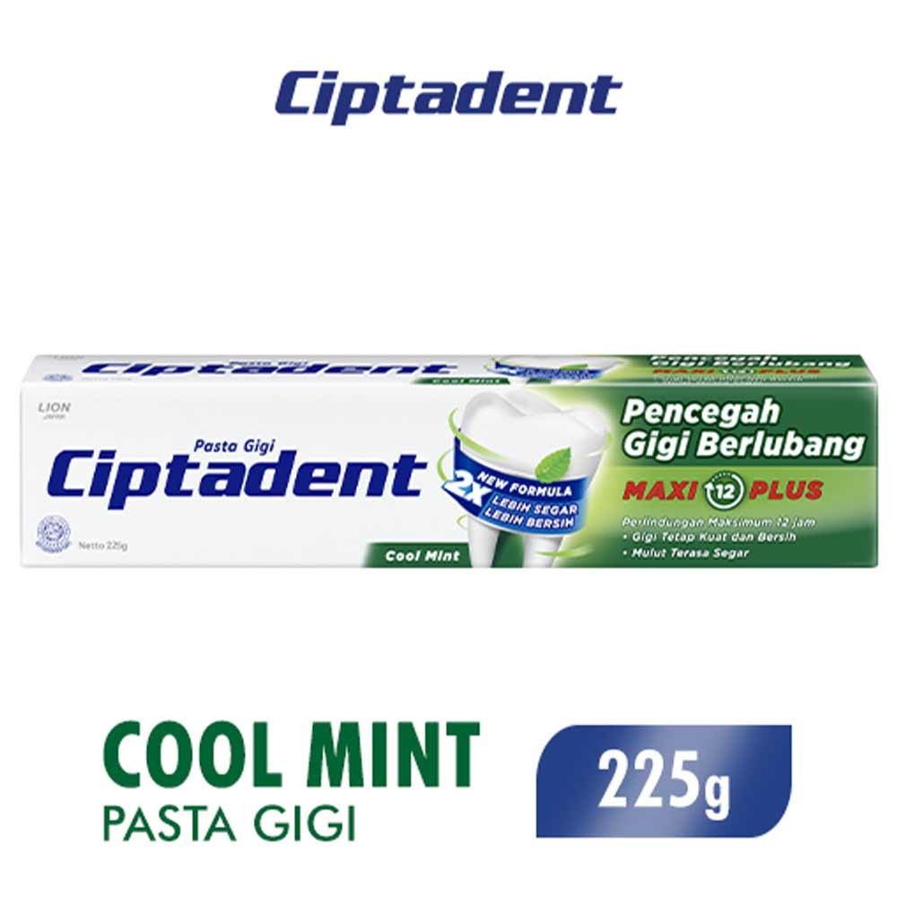 Jual CIPTADENT PASTA GIGI MAXI 12 PLUS JUMBO COOL MINT 250/225g ...