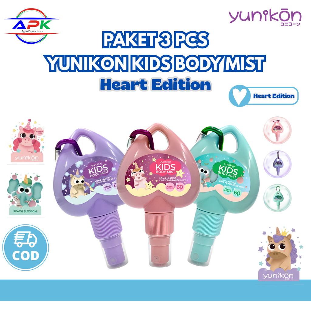 Jual [ Paket 3 Pcs ] YUNIKON Body Mist Kids Heart Edition 60ml | Parfum ...