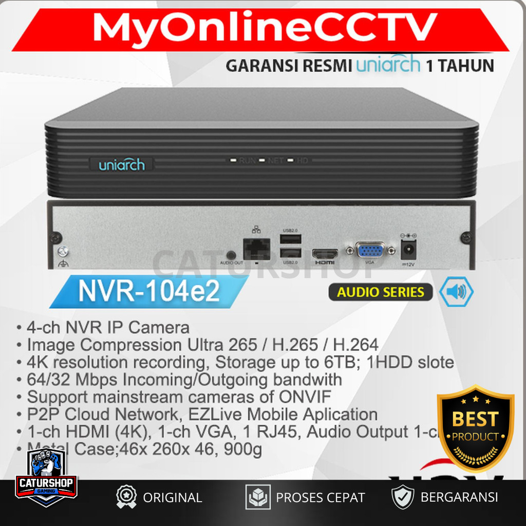 Jual Uniarch Uniview NVR-104E2 Ultra H.265 4CH NVR IP Camera CCTV - NON ...