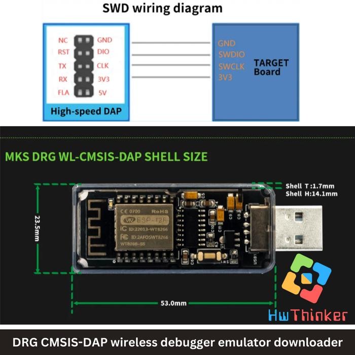 Jual Makerbase DRG WL DAPLINK CMSIS-DAP Wireless Debug Probe Debugger Emulator Downloader ...