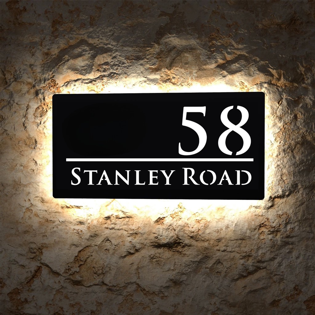 Jual Modern House Number Sign - Illuminated LED Backlit House Address ...