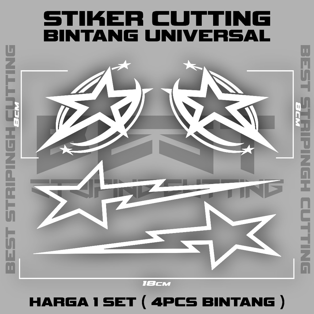 Jual STIKER BINTANG CUTTING UNIVERSAL body motor, mobil, helm, dll ...