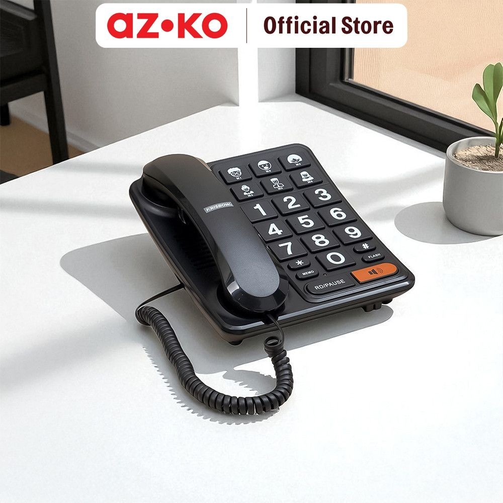 Jual KRISBOW Telepon Kabel Analog Big Button - Hitam Analog Corded ...