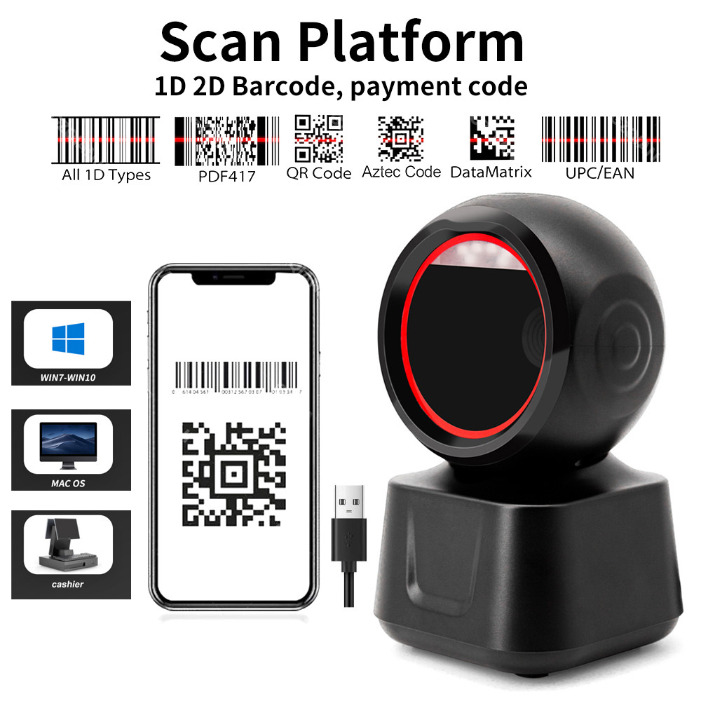 Jual 2D Barcode Scanner Image Platform Durable Desktop Scanner 1D 2D QR ...