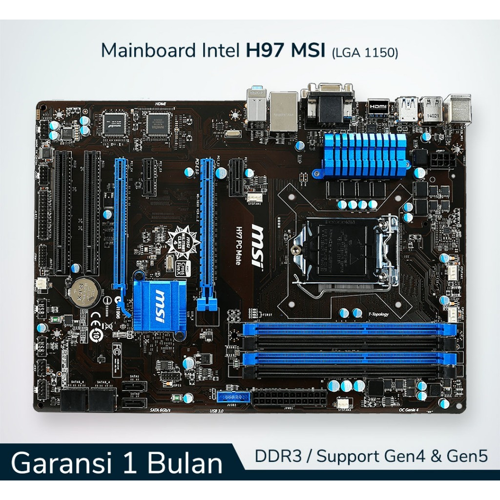 Jual Jual Mainboard Intel H97 MSI LGA 1150 DDR3 Support Gen4 & Gen5 ...