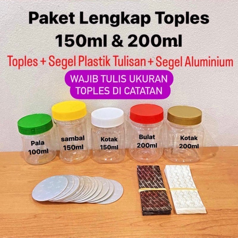 Jual Paket Lengkap Toples 200ml 150ml 100ml + Segel Plastik Tulisan ...