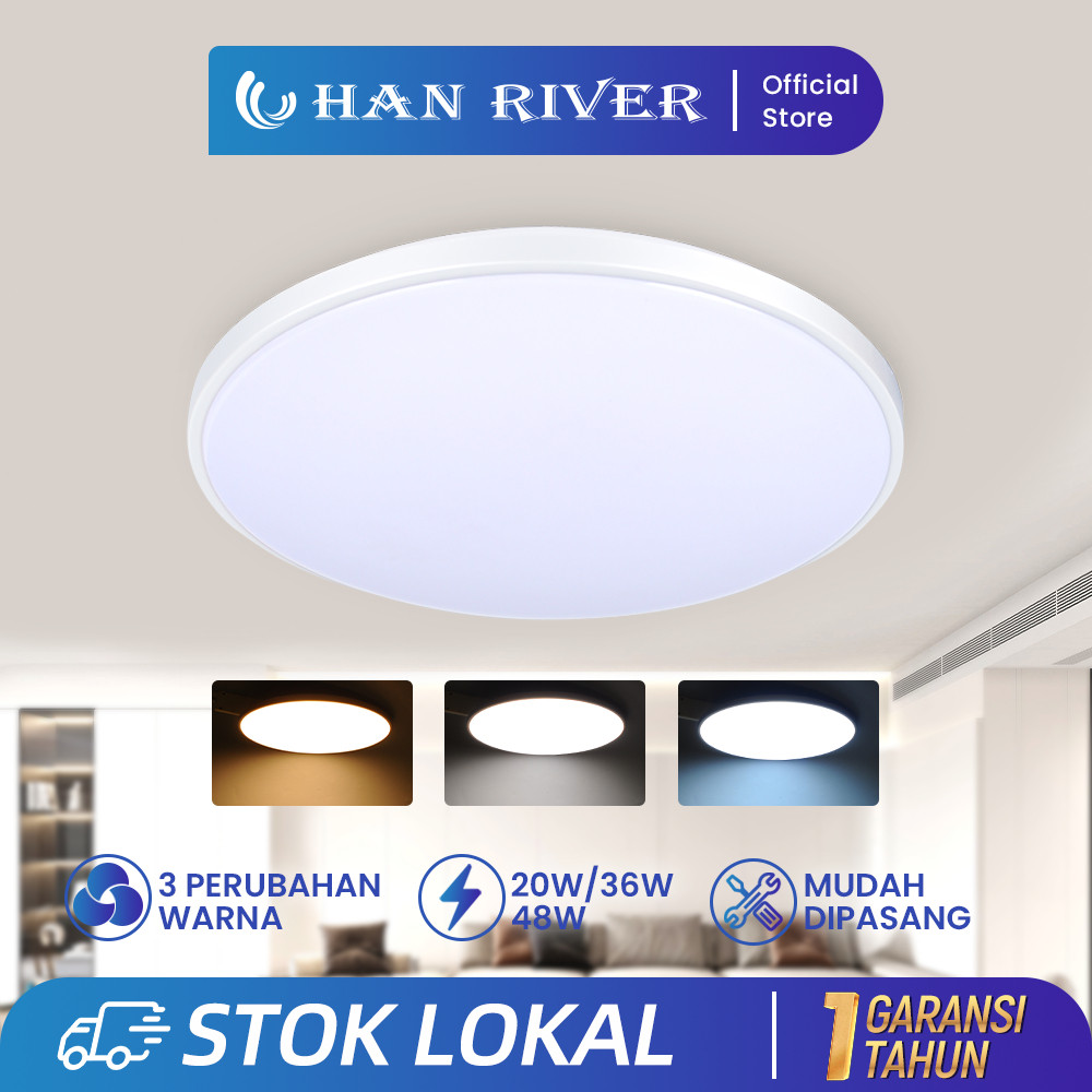 Jual HAN RIVER 3Warna Lampu Led Plafon Rumah Ceiling 48W 36W 20W Lampu ...