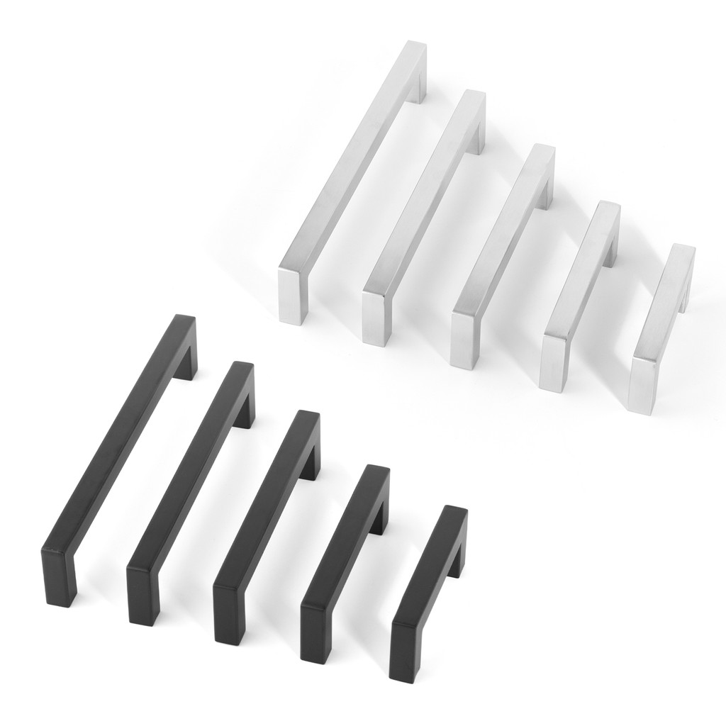 Jual 2PCS Stainless Steel Square Black Furniture Exterior Handle Wooden ...