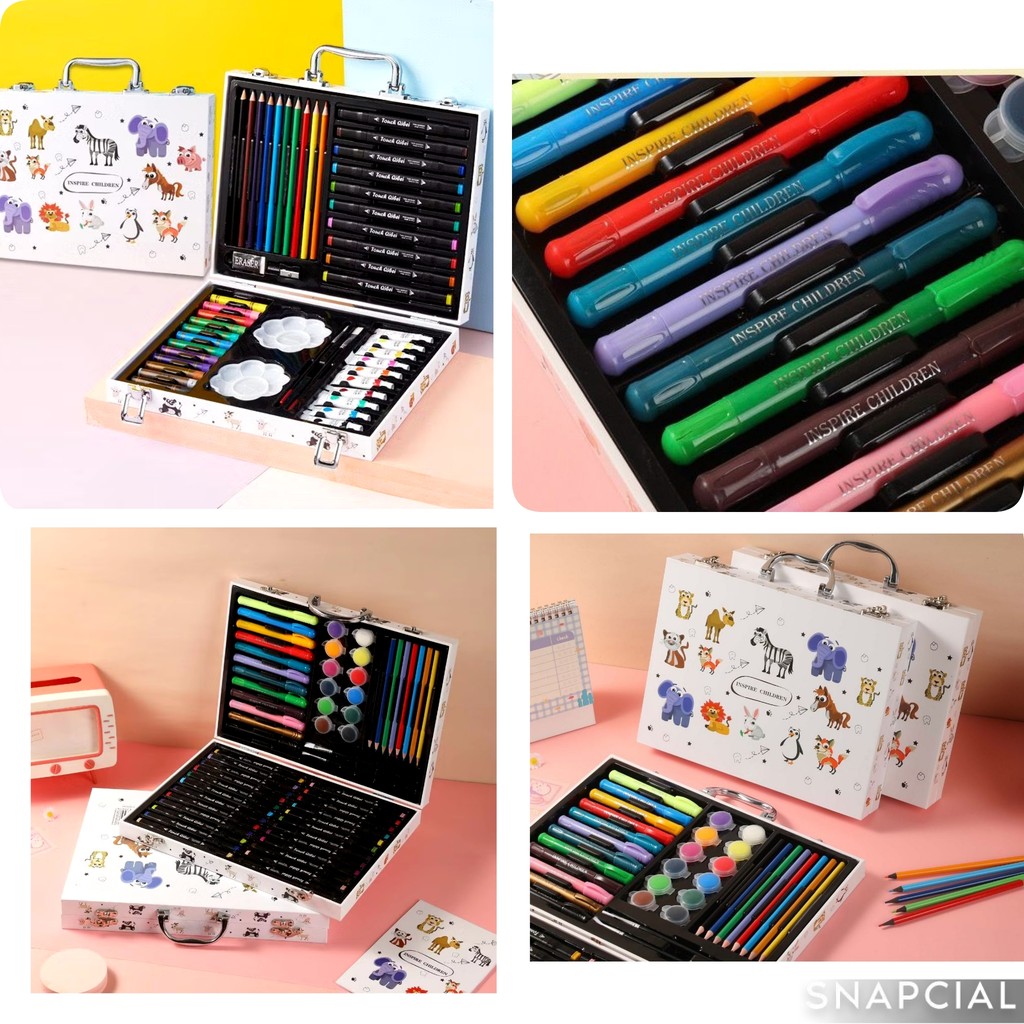 Jual Crayon Set 58pcs Koper Aluminium Besi Box Pensil Warna Lengkap ...
