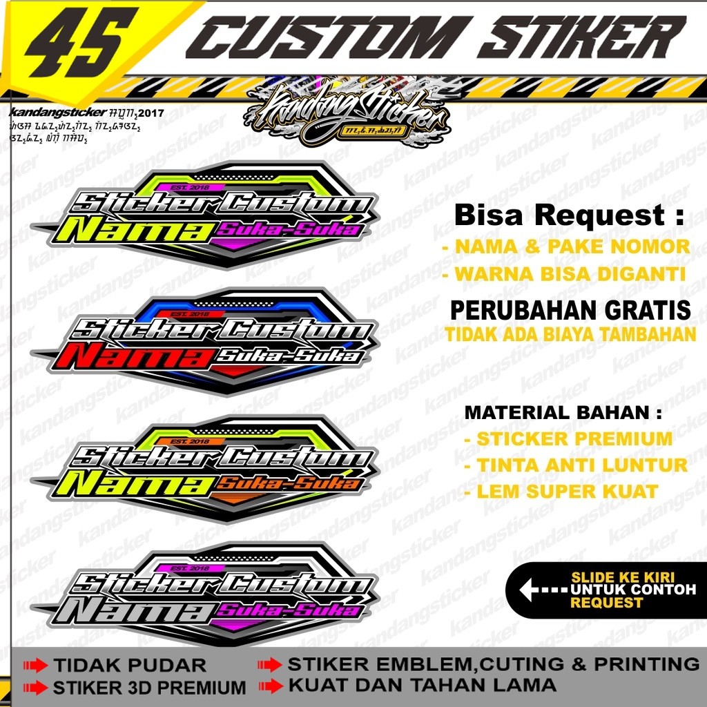 Jual Stiker Racing Custom Satuan Nama Suka Suka Sticker Custom Stiker ...
