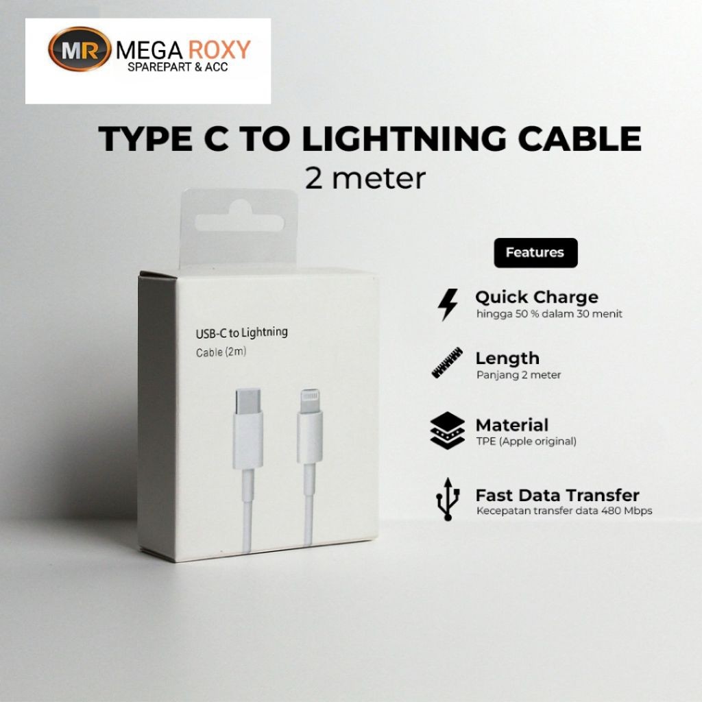 Jual CABLE KABEL DATA IPH FAST CHARGING ORIGINAL 2 METER USB C TO ...